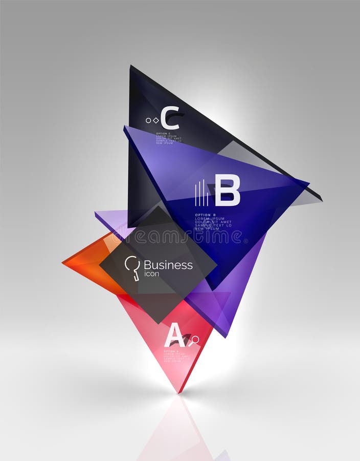 Colorful Glossy Glass Triangle on Empty 3d Space Stock Vector ...