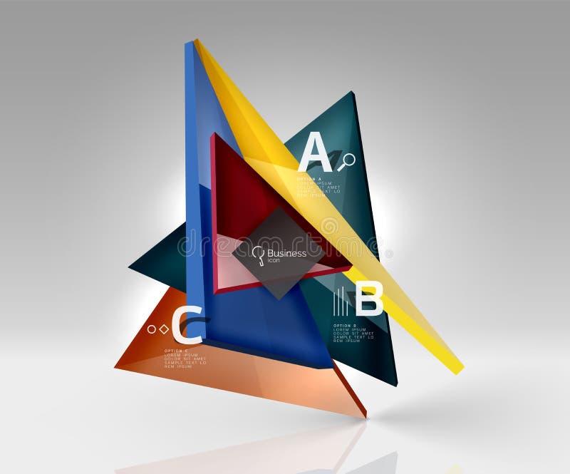 Colorful Glossy Glass Triangle on Empty 3d Space Stock Vector ...
