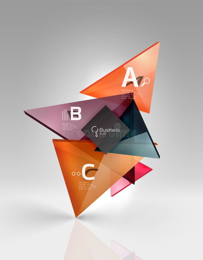 Colorful Glossy Glass Triangle on Empty 3d Space Stock Vector ...
