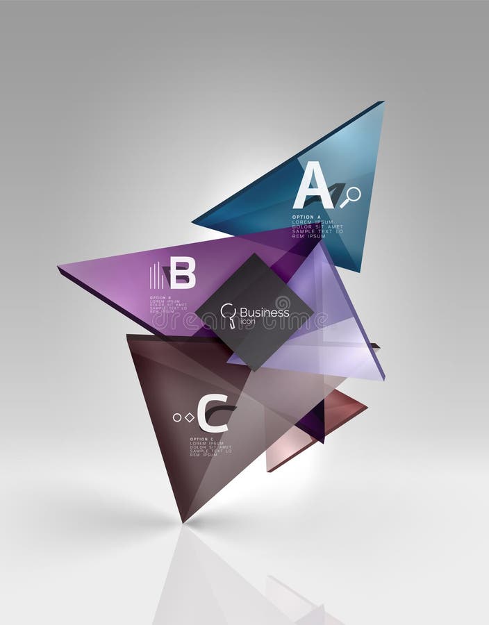 Colorful Glossy Glass Triangle on Empty 3d Space Stock Vector ...