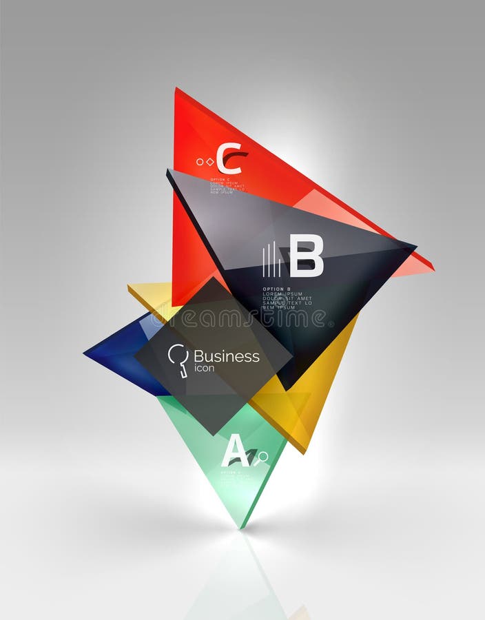 Colorful Glossy Glass Triangle on Empty 3d Space Stock Vector ...