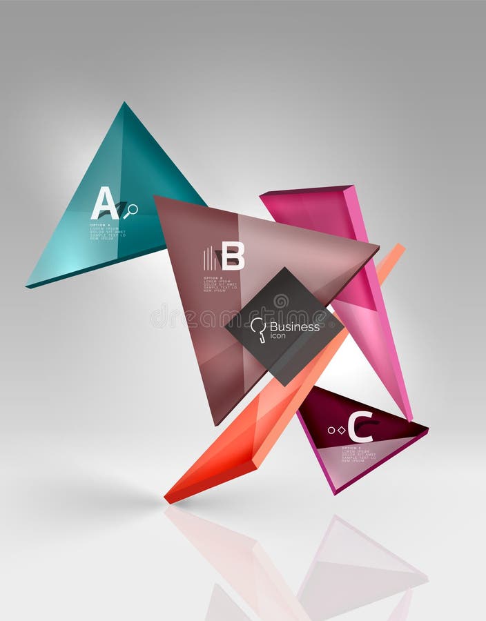 Colorful Glossy Glass Triangle on Empty 3d Space Stock Vector ...