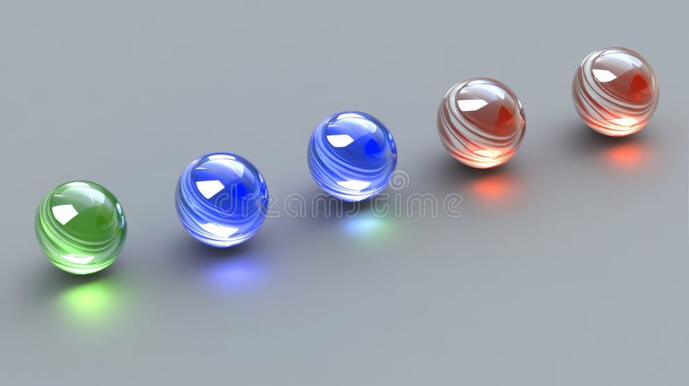 Colorful, Glossy Globes with Various Spherical Patterns Inside Stock ...