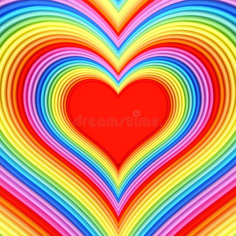 Colorful Glossy Heart Shape with Red Center Stock Illustration ...