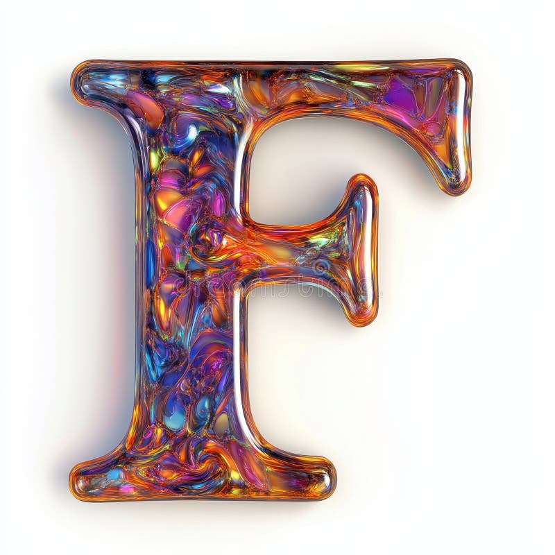 Colorful, Glossy Letter "F" with a Vibrant, Abstract Design Stock ...