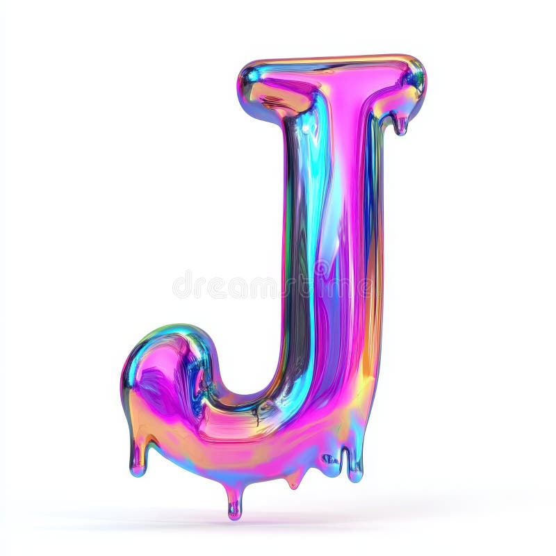 A Colorful, Glossy Letter "J" with a Dripping Effect, Showcasing a ...