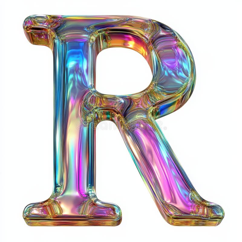 A Colorful, Glossy Letter "R" with a Holographic Effect Stock ...