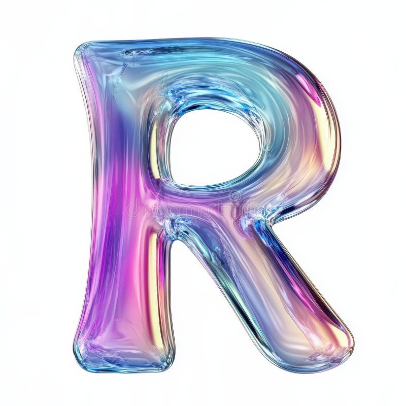 A Colorful, Glossy Letter "R" with a Smooth, Fluid Appearance Stock ...