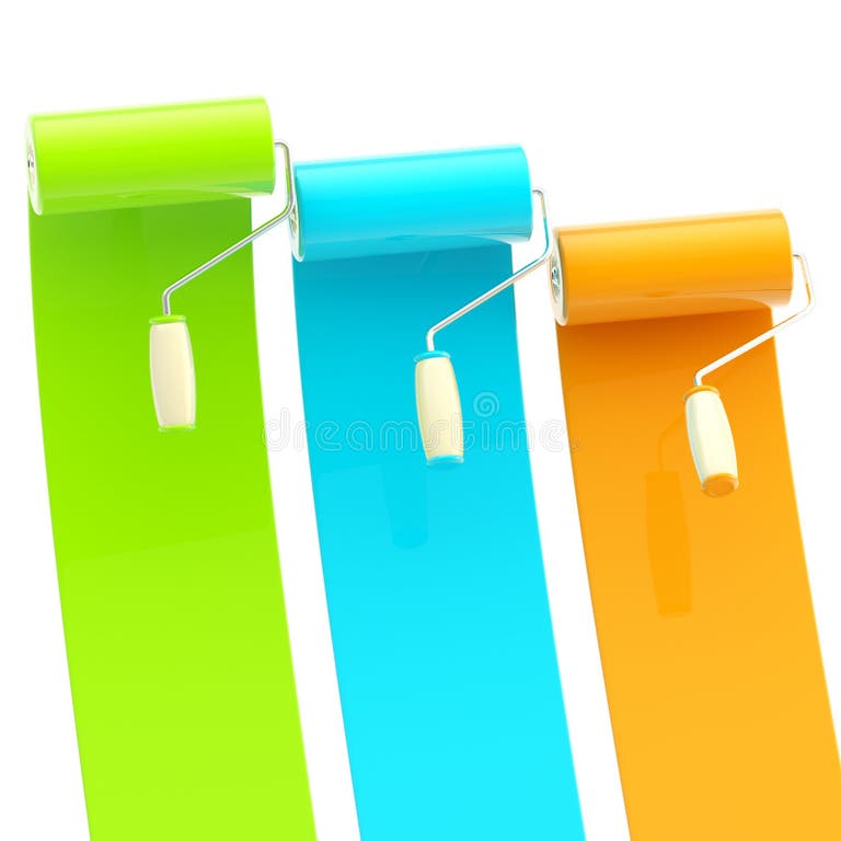 Colorful Glossy Paint Rollers with Color Strokes Stock Illustration ...