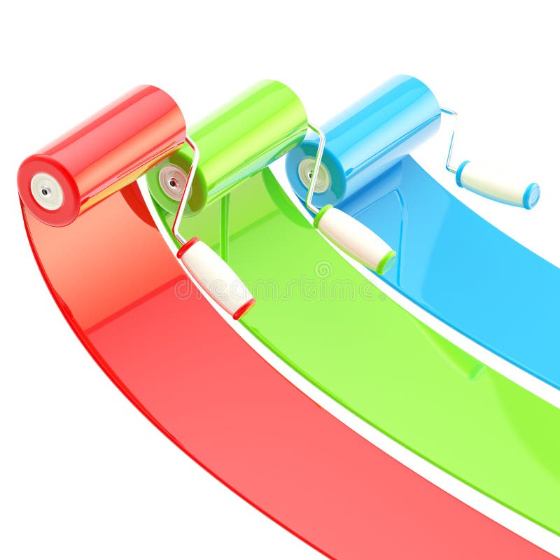 Colorful Glossy Paint Rollers with Color Strokes Stock Illustration ...