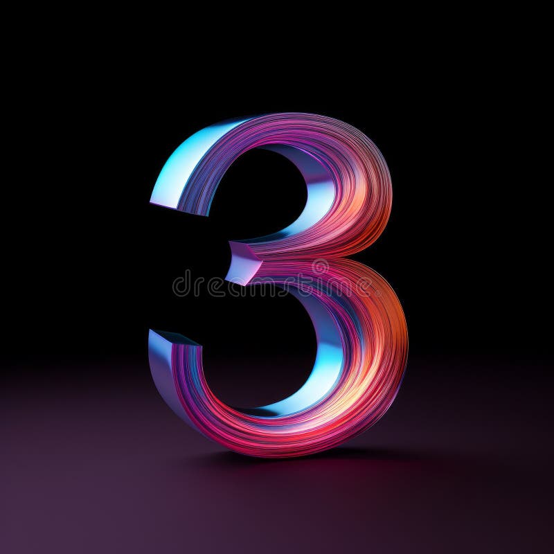 Colorful Glossy Paper Made Number 3 on Black Background Generative AI ...