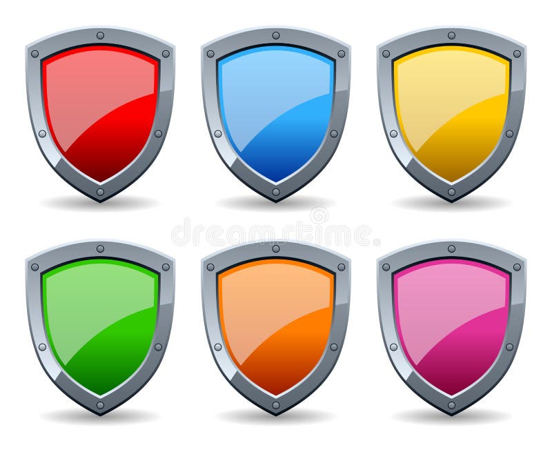 Colorful Glossy Shield Set stock vector. Illustration of conceptual ...