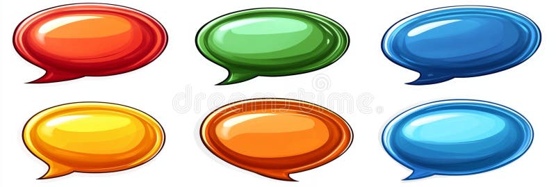 Colorful Glossy Speech Bubbles Set Design Elements Red Fun Art Blue ...