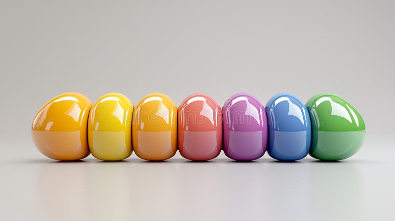 Colorful Glossy Spheres in Rainbow Order on White Background Stock ...