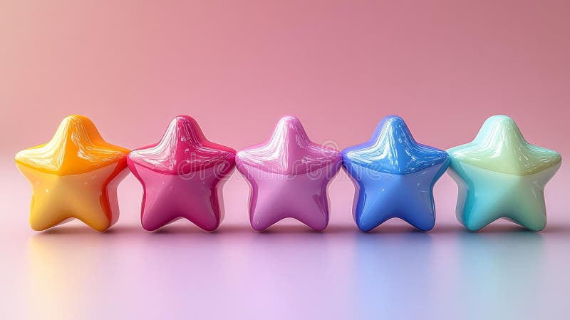 Colorful Glossy Stars in a Row – Generative AI Stock Illustration ...