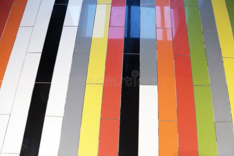 Colorful Glossy Stripes of Tiles on the Floor Stock Photo - Image of ...