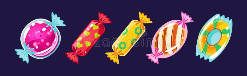 Colorful Glossy Sweets and Candy of Various Shape Vector Set Stock ...