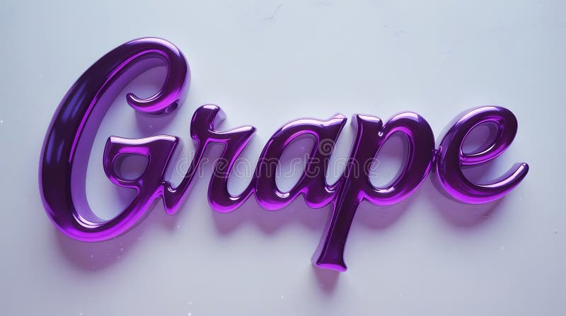 Colorful Glossy Text Grape Displayed on a Smooth Surface in Playful ...