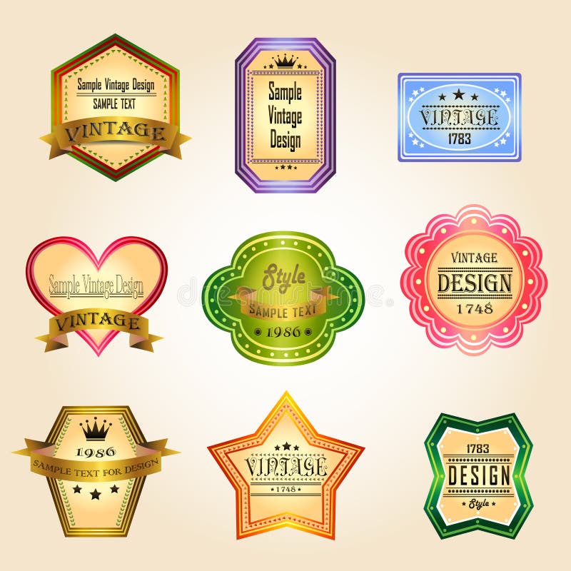 Colorful Glossy Vintage and Retro Badges Design Wi Stock Vector ...