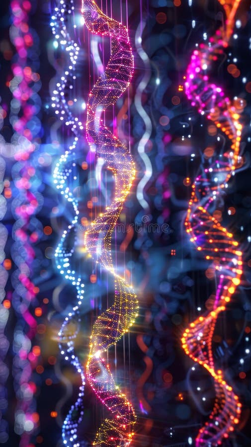 A Colorful, Glowing, and Abstract Representation of DNA Strands Generated by AI Stock ...