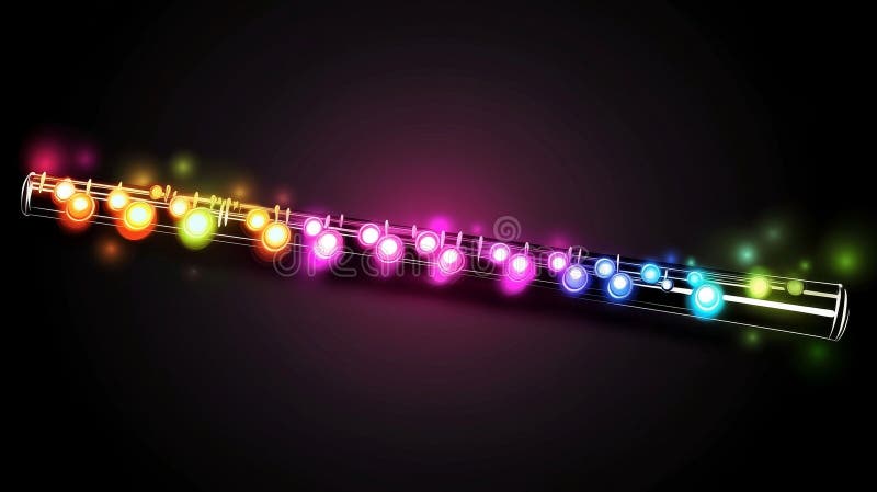 A Colorful, Glowing, and Abstracted Image of a Flute Stock Illustration ...