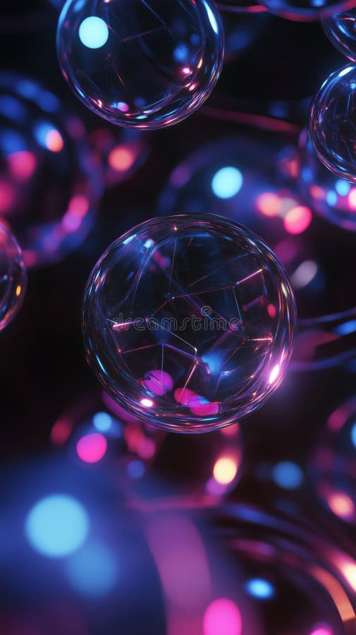Colorful Glowing Bubbles with Intricate Patterns and Vibrant Lights in ...