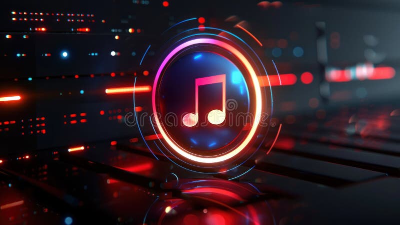 A Colorful, Glowing Circle with a Musical Note in the Center Stock ...