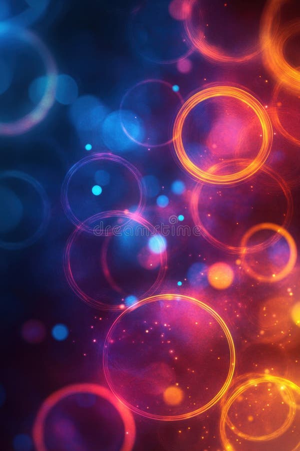 Colorful Glowing Circles, Vibrant Glowing Circles on a Dark Background ...