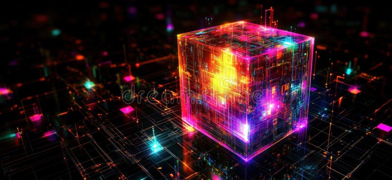 Glowing 3d Cube Holographic Patterns Stock Photos - Free & Royalty-Free ...