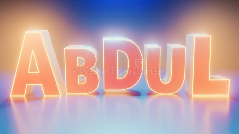 Colorful Glowing 3D Render of Name Abdul on Blue Background Stock ...