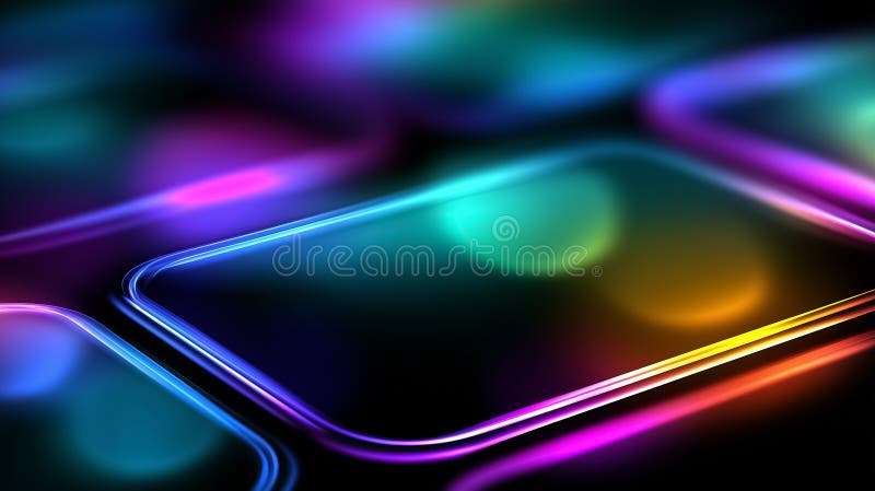 Colorful Glowing Elements Create a Dynamic Digital Interface, Set Against a Dark Backdrop Stock ...