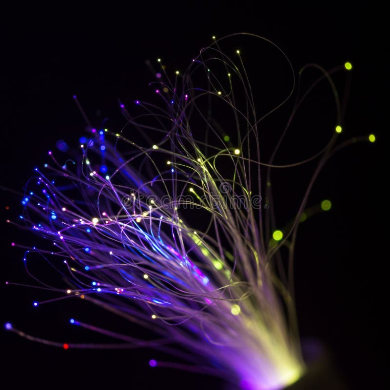 Colorful Glowing Fiber Optics in Dark Background Stock Illustration ...