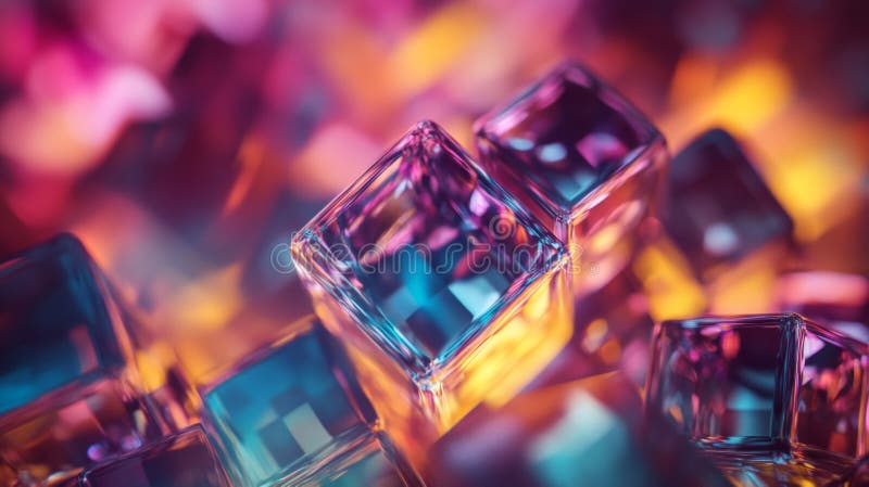 Colorful Glowing Glass Cubes Abstract Background Stock Illustration ...