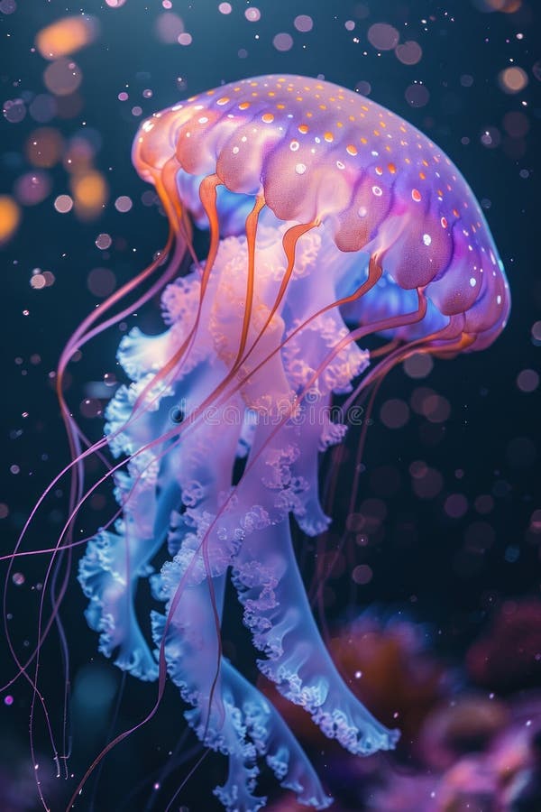 Colorful Glowing jellyfish stock photo. Image of feeder - 317338430