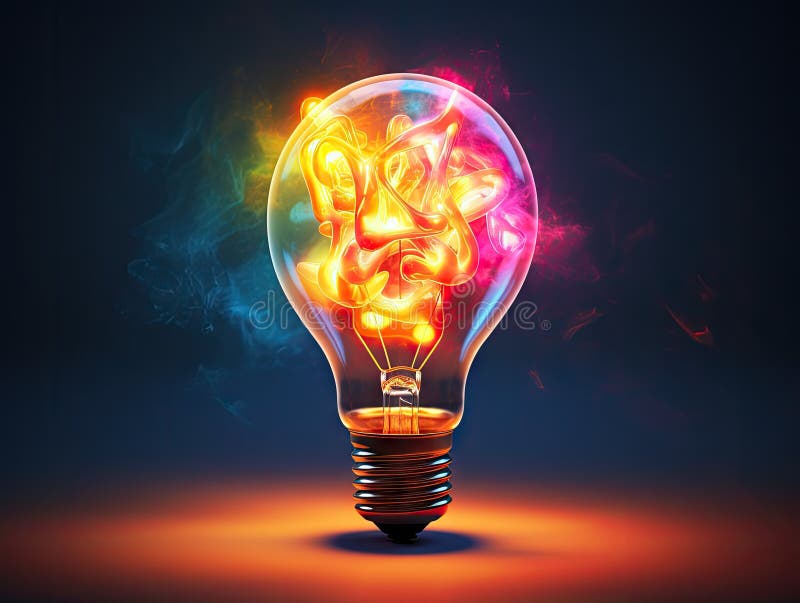 Colorful Glowing Light Bulb with Smoke Representing a Creative Idea ...