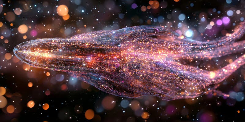 A Colorful, Glowing, and Long, Thin Object with a Star on it Stock ...