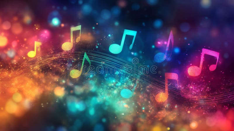 Colorful Glowing Music Notes Abstract Background Stock Illustration ...
