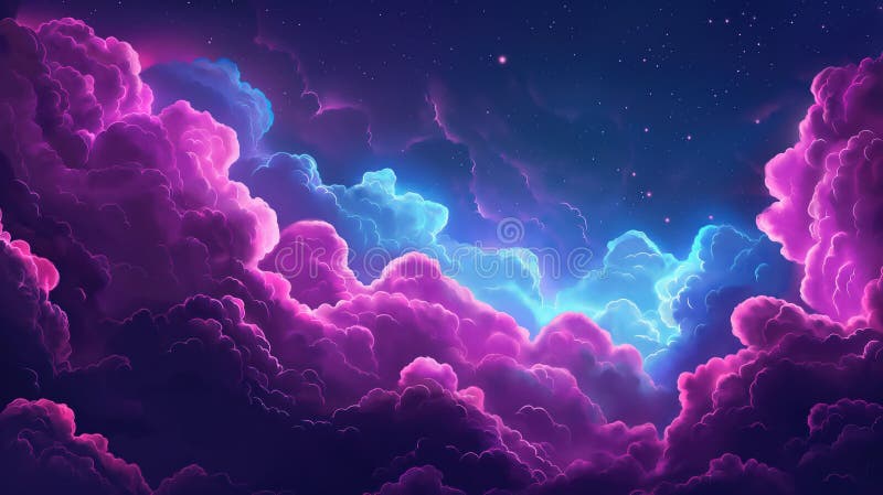 Colorful Glowing Neon Clouds Abstract Background. Generative AI Stock ...