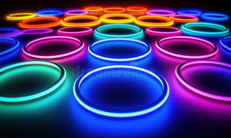 Colorful Glowing Led Rings Dark Background Stock Photos - Free ...