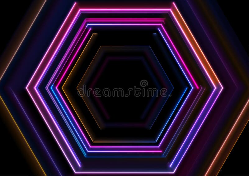 Colorful Glowing Neon Tech Hexagons Abstract Background Stock Vector ...