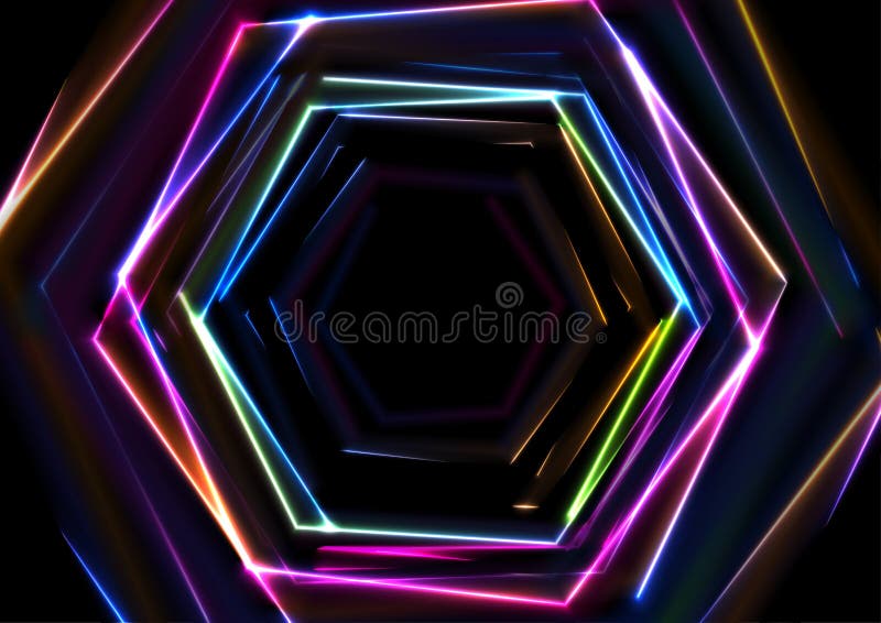 Colorful Glowing Neon Tech Hexagons Abstract Background Stock Vector ...