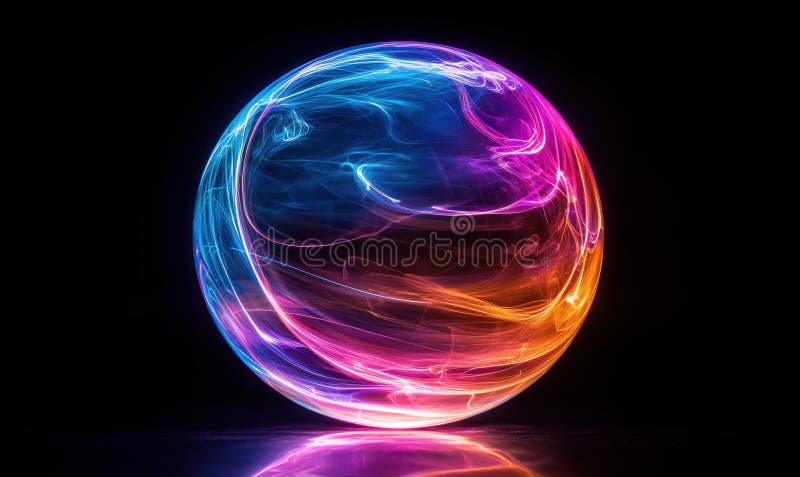 Colorful Glowing Orb Swirling Light Patterns Black Background Stock Photos - Free & Royalty-Free ...