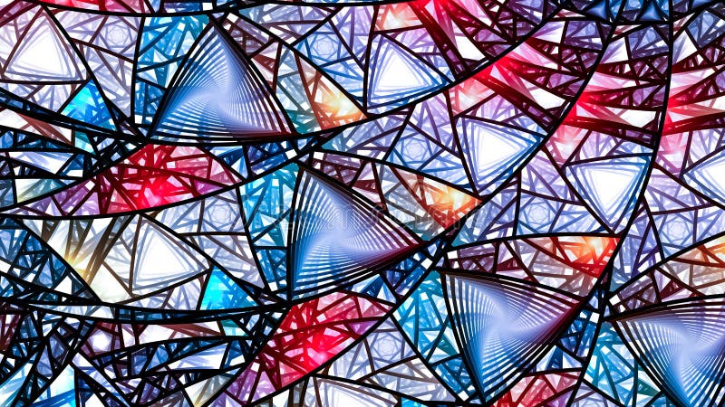 Colorful Glowing Stained Glass Triangular Pattern Stock Illustration ...