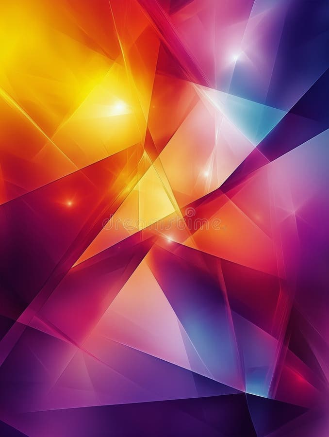 Vibrant Geometric Design with Glowing Triangles and Cosmic Colors in a ...