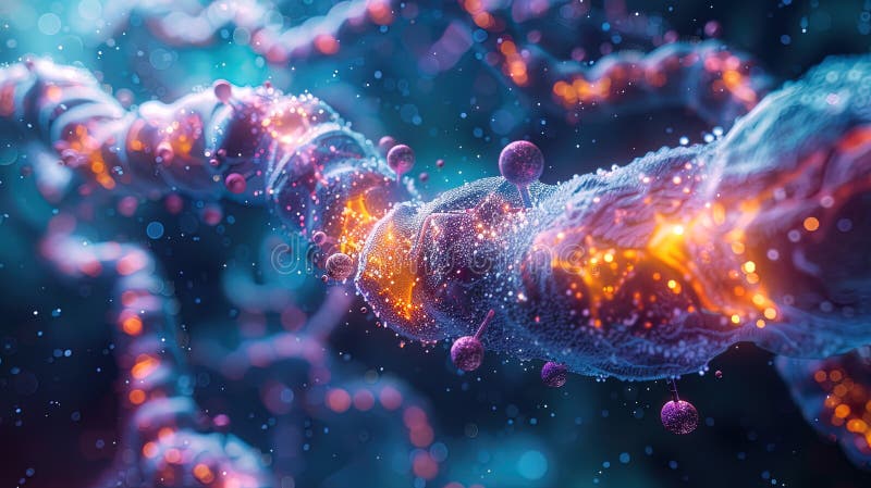 A Colorful, Glowing, and Twisted Strand of DNA Stock Image - Image of ...