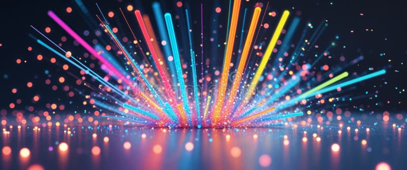 Colorful Glowing Vertical Lines and Scattered Bright Particles Abound ...