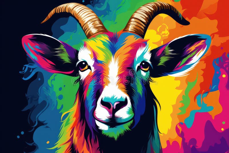 Colorful Goat Animal Portrait Stock Illustration - Illustration of ...