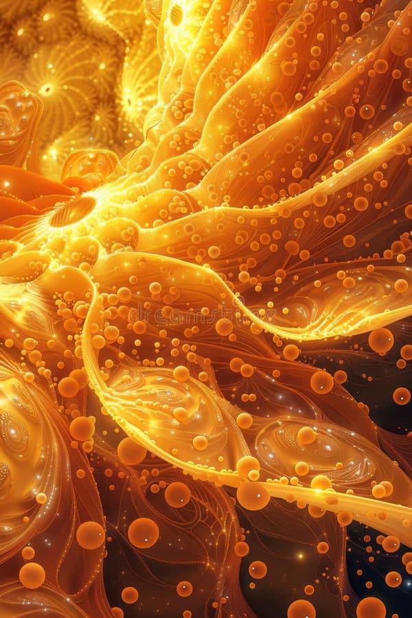 Golden Fruit Shapes Vector Art in a Vibrant, Abstract Design with ...