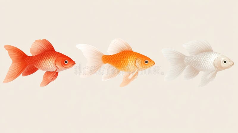 Colorful Goldfish Swimming, Aquarium Background, Three Variations Stock ...