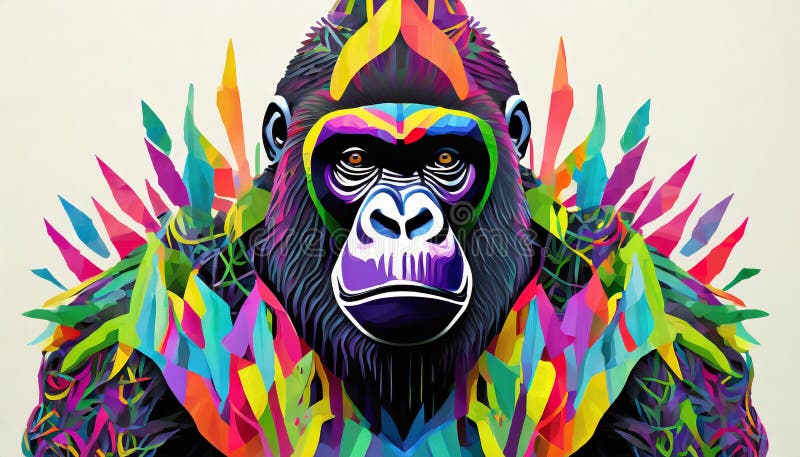 Colorful Gorilla stock illustration. Illustration of colourful - 297816783